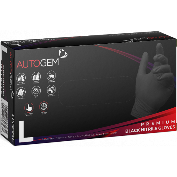 Medium Black Nitrile Gloves - Autogem